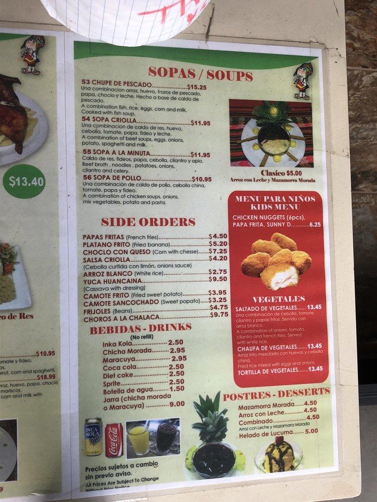 Menu at Parrilla's Cholito restaurant, Downey