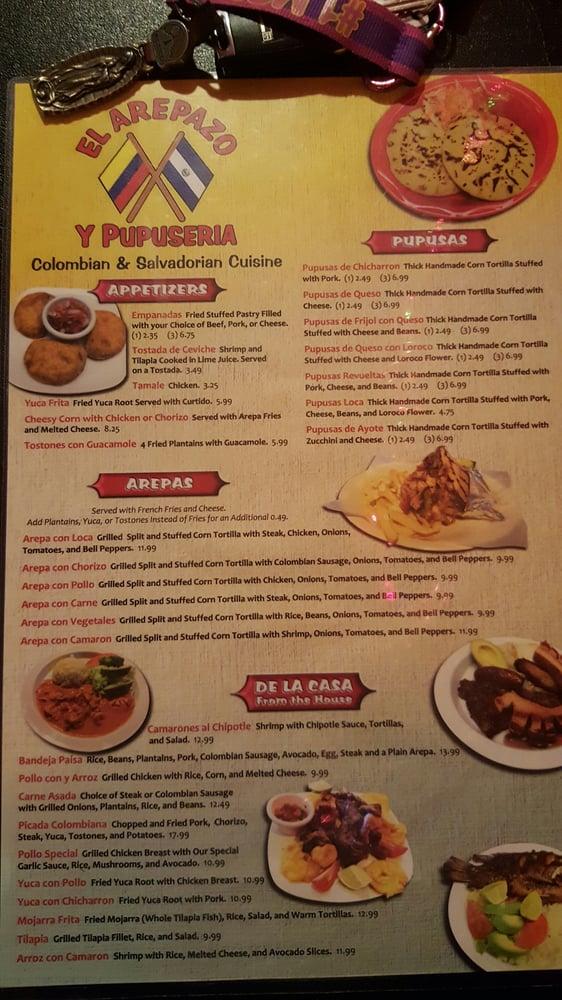 Menu at El Arepazo Y Pupuseria restaurant, Fairview Park