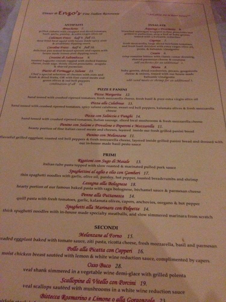 Menu at Enzo's Italian Restaurant, Santa Paula