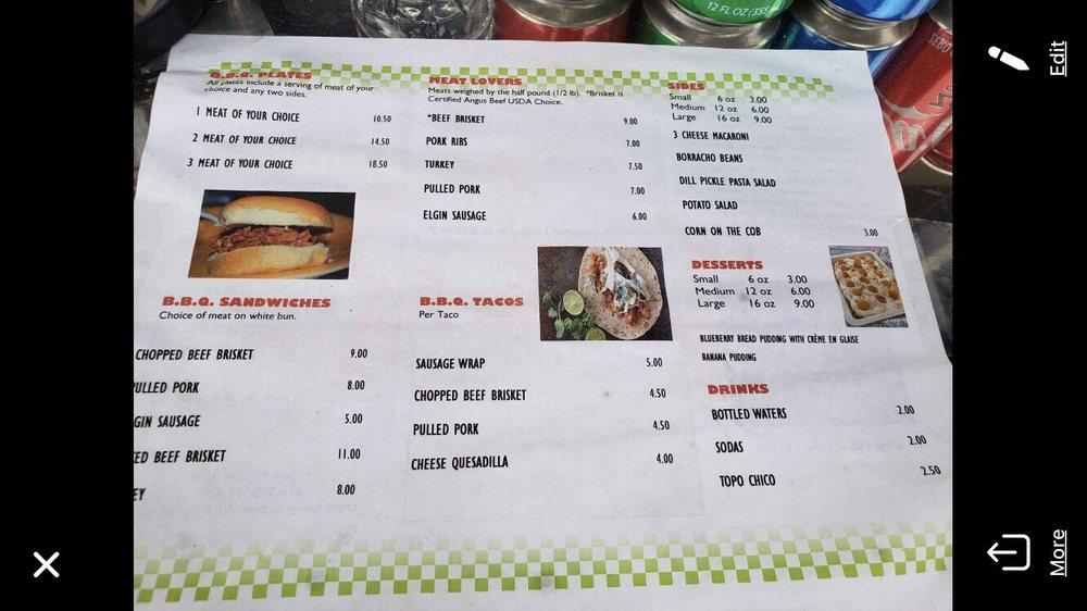 Menu at Henry's Barbecue, LLC, Austin