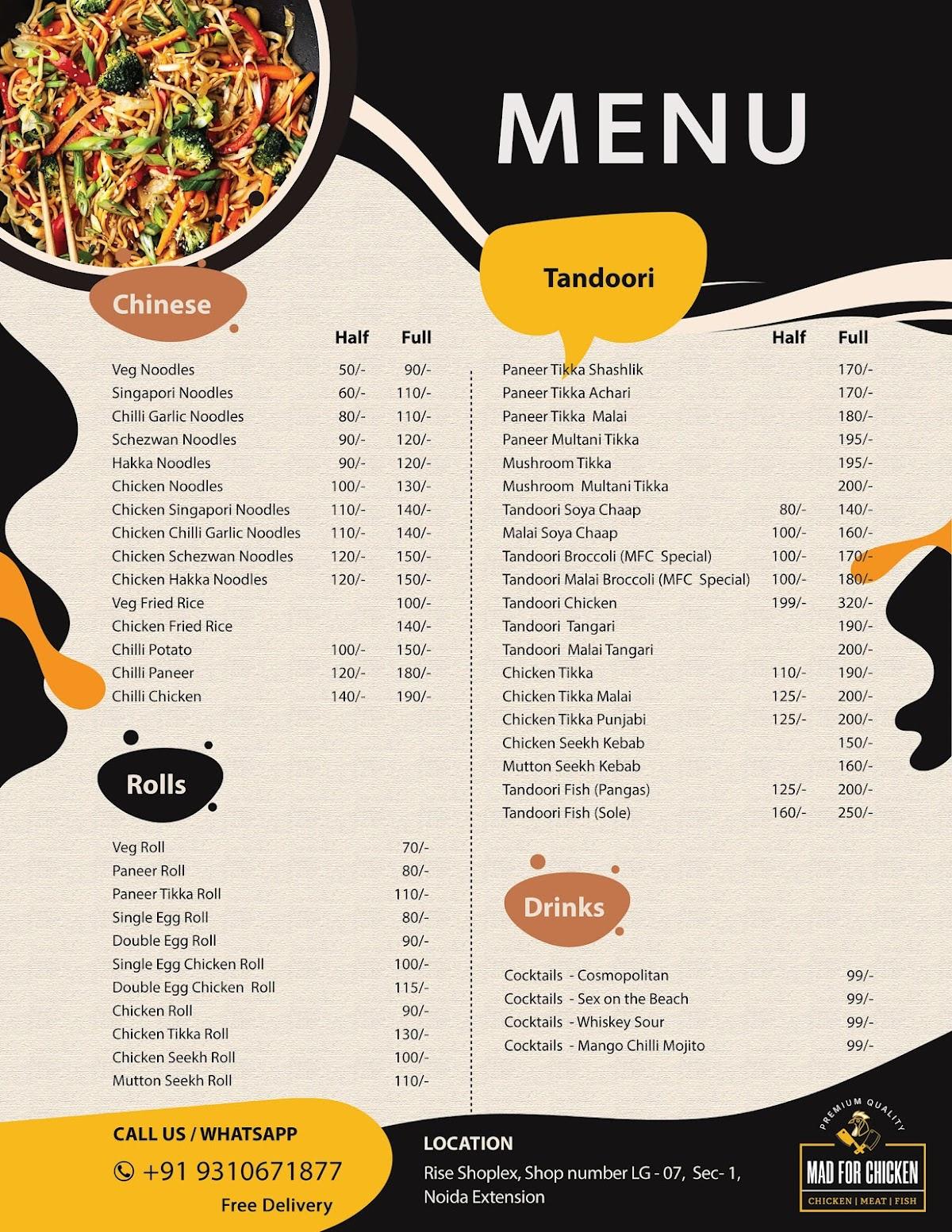 Menu at Mad for Chicken, Greater Noida