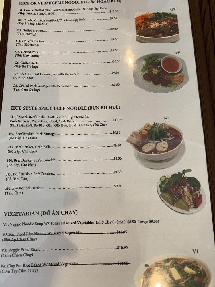 Menu at Phở Sài Gòn Ơi restaurant, Springfield