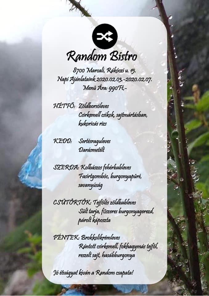 Menu at Random Bistro Marcali restaurant, Marcali