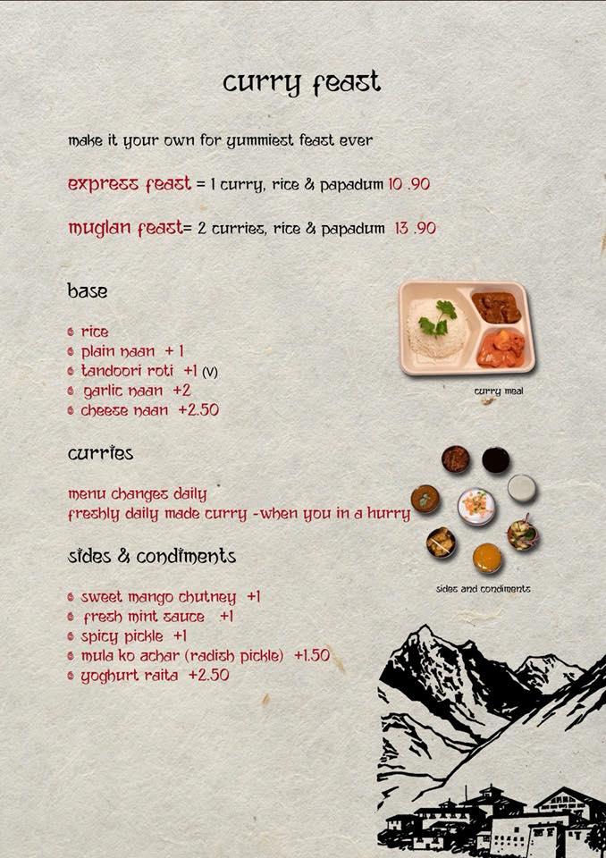 Menu at The Muglan Express Nepalese & Indian Flavours restaurant, Sydney