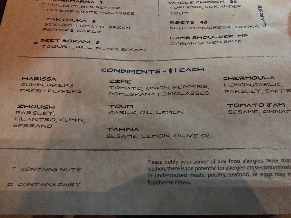 Menu at Maydan restaurant, Washington, Florida Ave NW