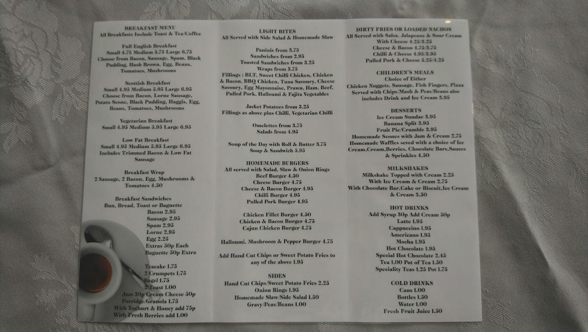 Menu at Bella’s Bistro & Coffee Shop cafe, Morecambe