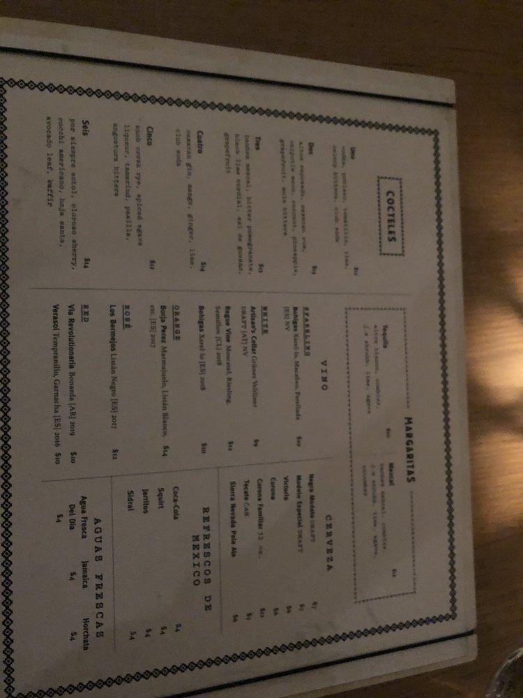 Menu at El Techo pub & bar, Philadelphia