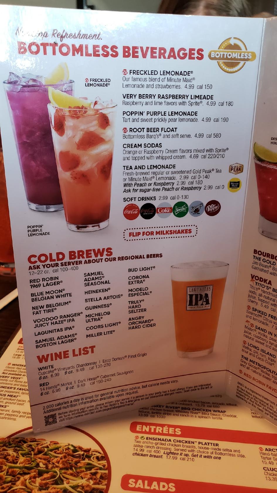 Menu at Red Robin Gourmet Burgers and Brews pub & bar, Dubuque