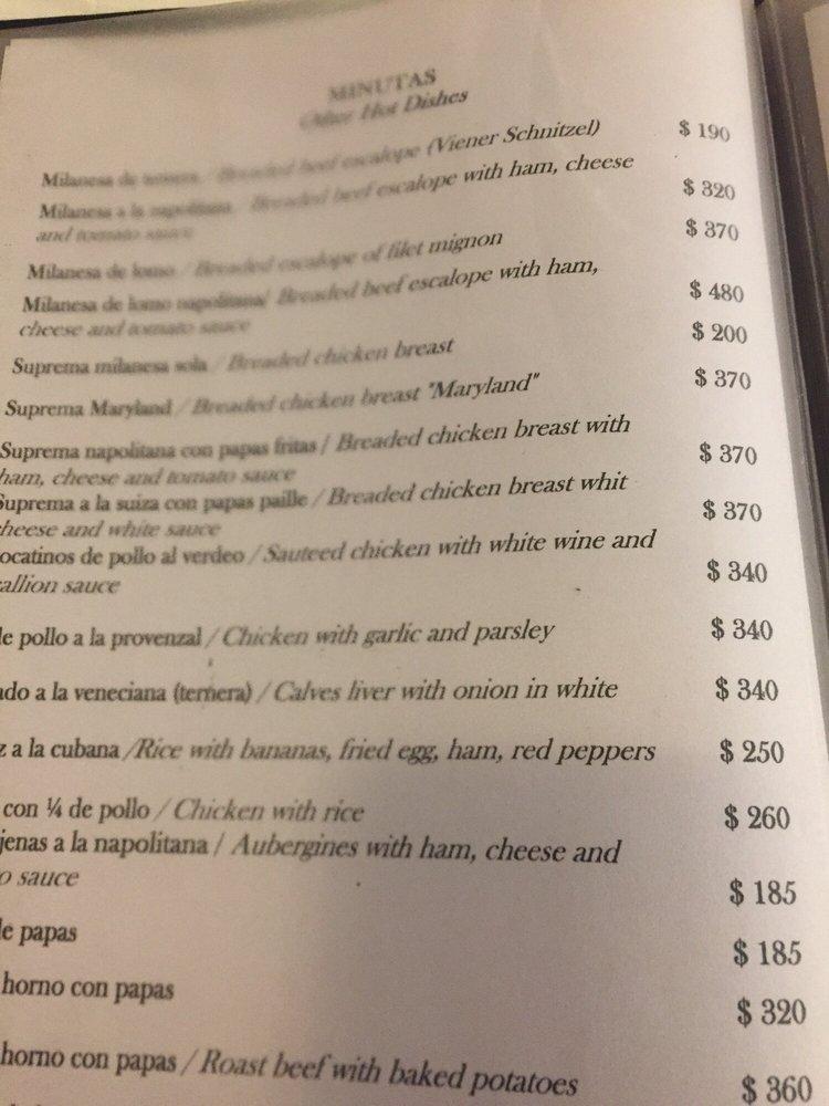 Menu at Rodi Bar, Buenos Aires