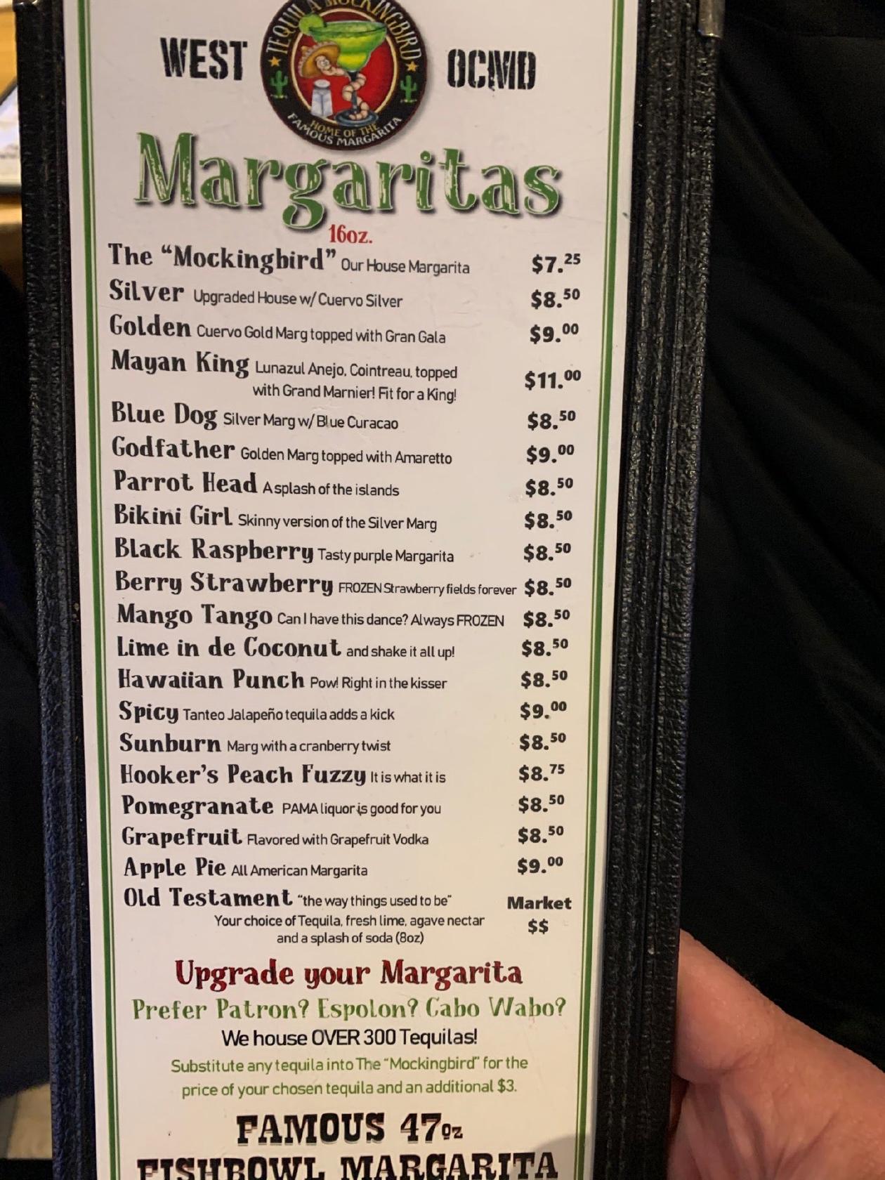 Menu at Tequila Mockingbird West OC restaurant, Ocean City, Ocean ...