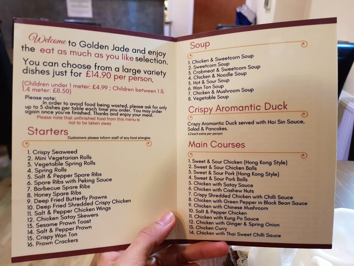 Menu at Golden Jade Chinese Restaurant, Lancaster