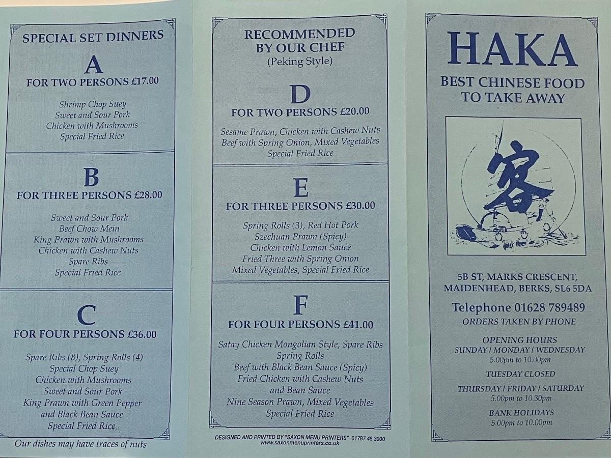 Menu at Haka fast food, Maidenhead