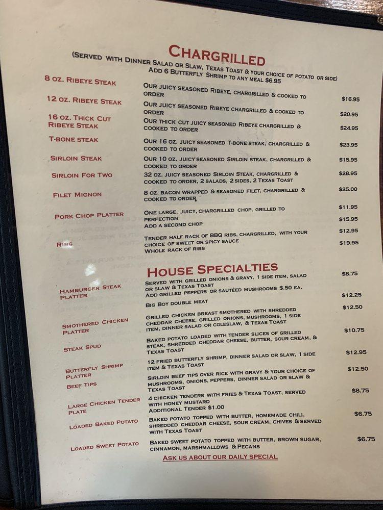 Menu at Justin's Place Restaurant, Butler
