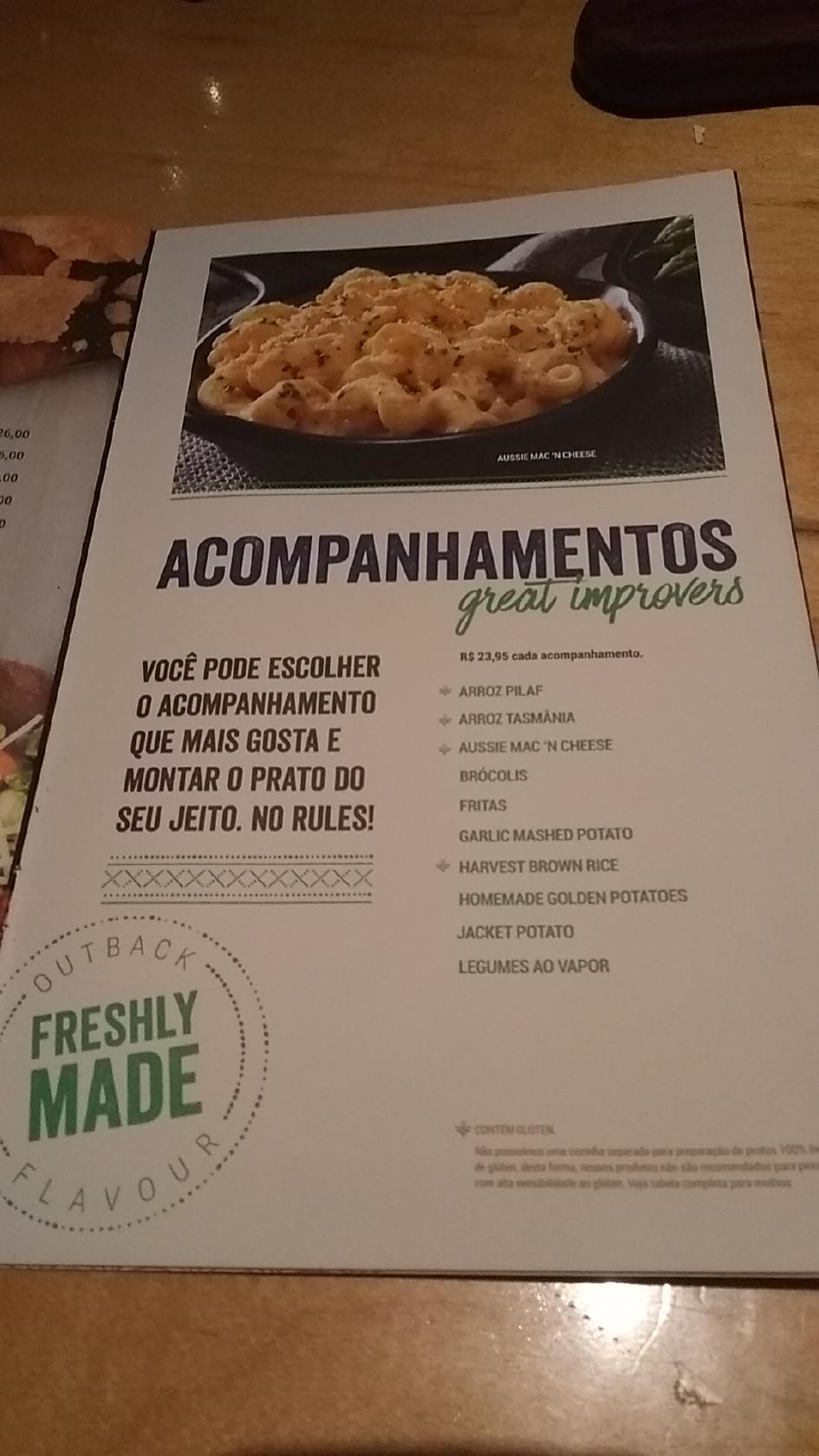 Menu em Outback Steakhouse, Belo Horizonte, Av. do Contorno