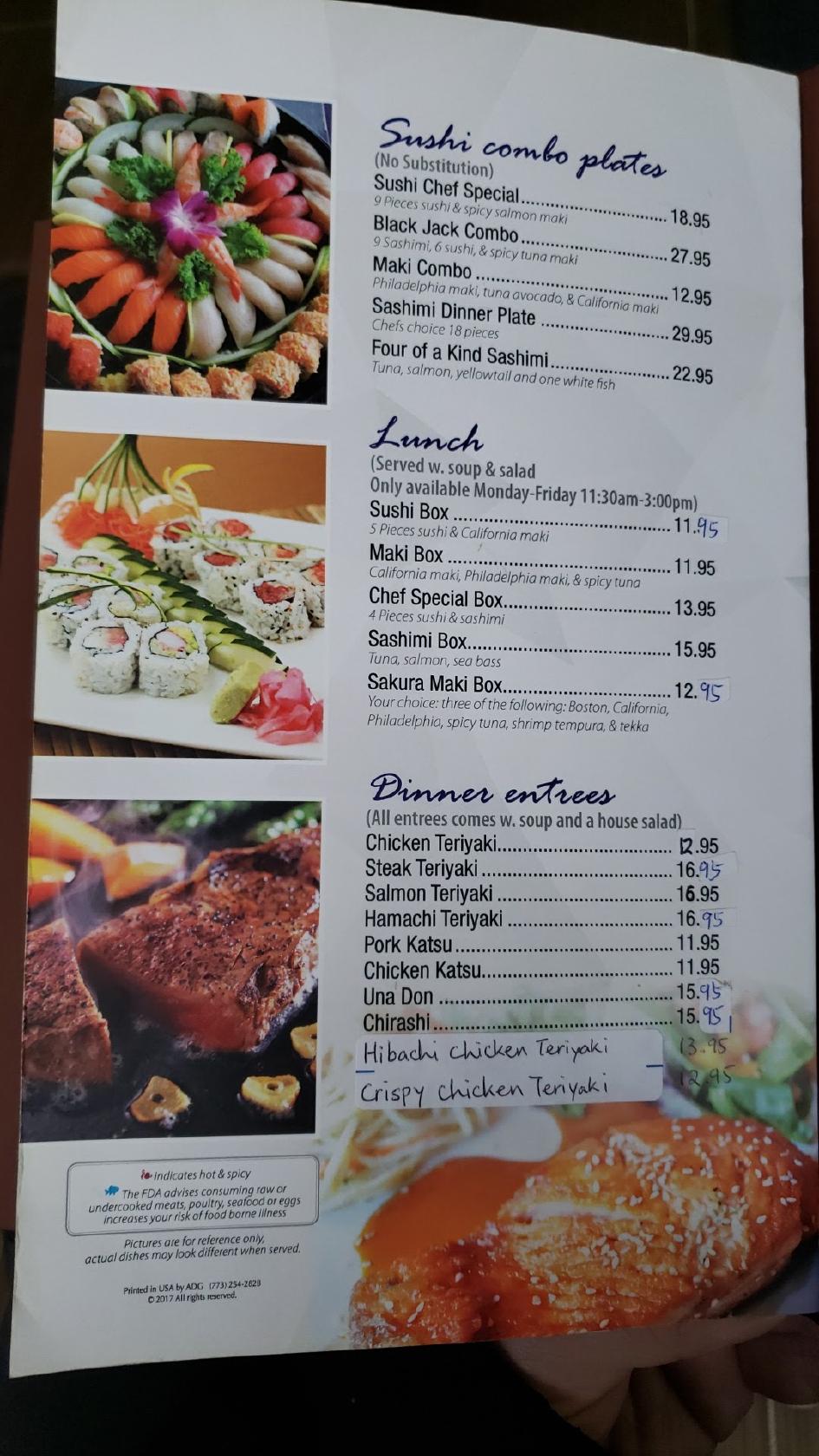 Menu at Sushi Naper restaurant, Naperville, Illinois Rte 59 #158