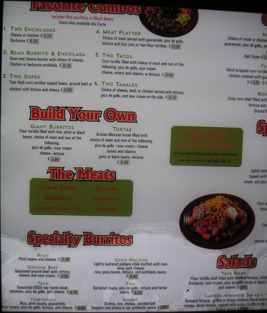 Menu at Tecos Fresh Mexican Food fast food, Portland