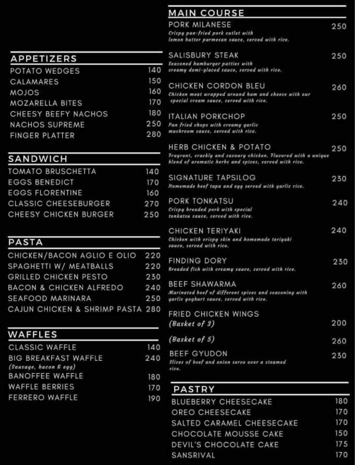 Menu at Cafe Fifty Ph, Angat