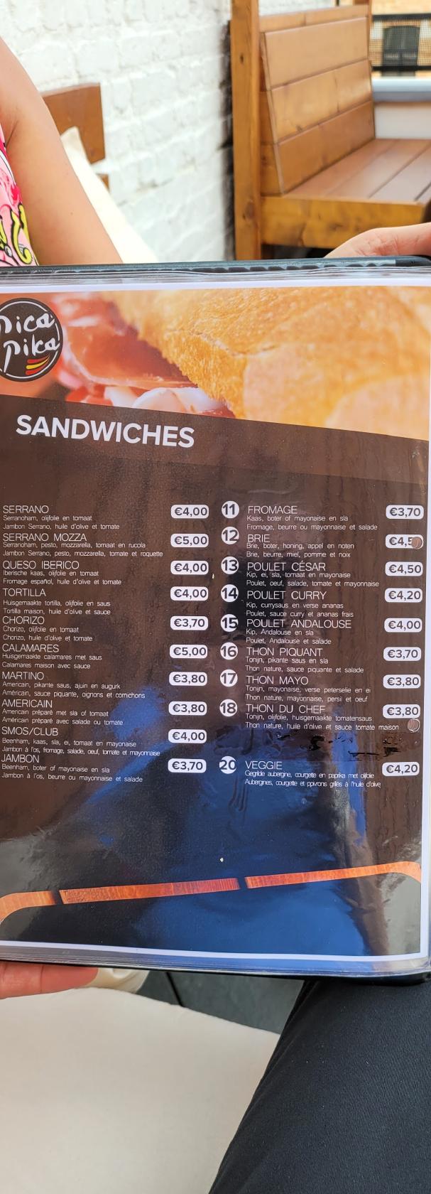 Menu at El Pica Pika, Vilvoorde