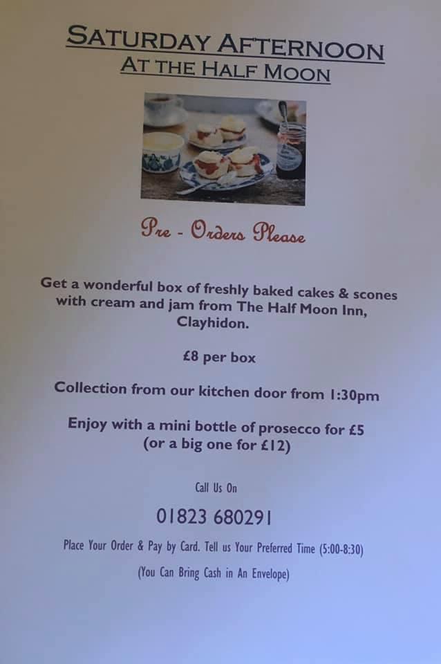Menu at Half Moon Inn pub & bar, Clayhidon, Half moon inn