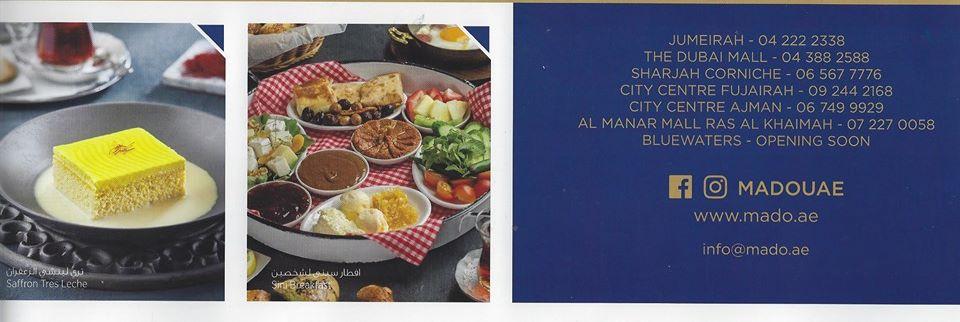 Menu at مادو MADO Ras Al Khaimah restaurant, Ras Al-Khaimah, QXJ7+XW7