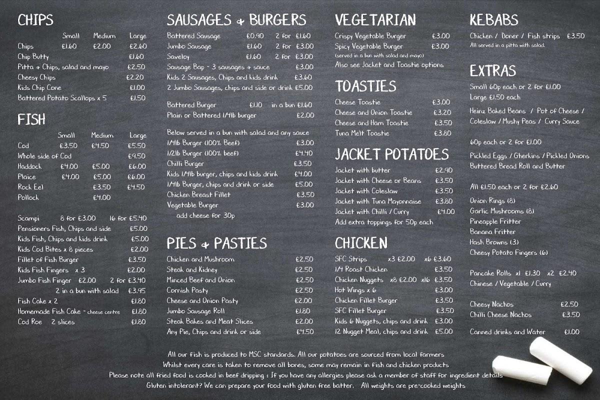Menu at Starfish fast food, Ipswich