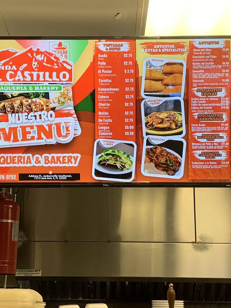 Menu at El Castillo Taqueria and Bakery, Jacksonville, Lane Ave S Ste 3