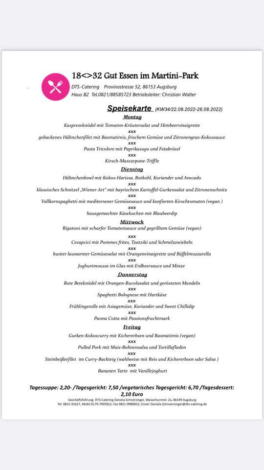 Menu at Gut Essen Im Martinipark 1832 restaurant, Augsburg
