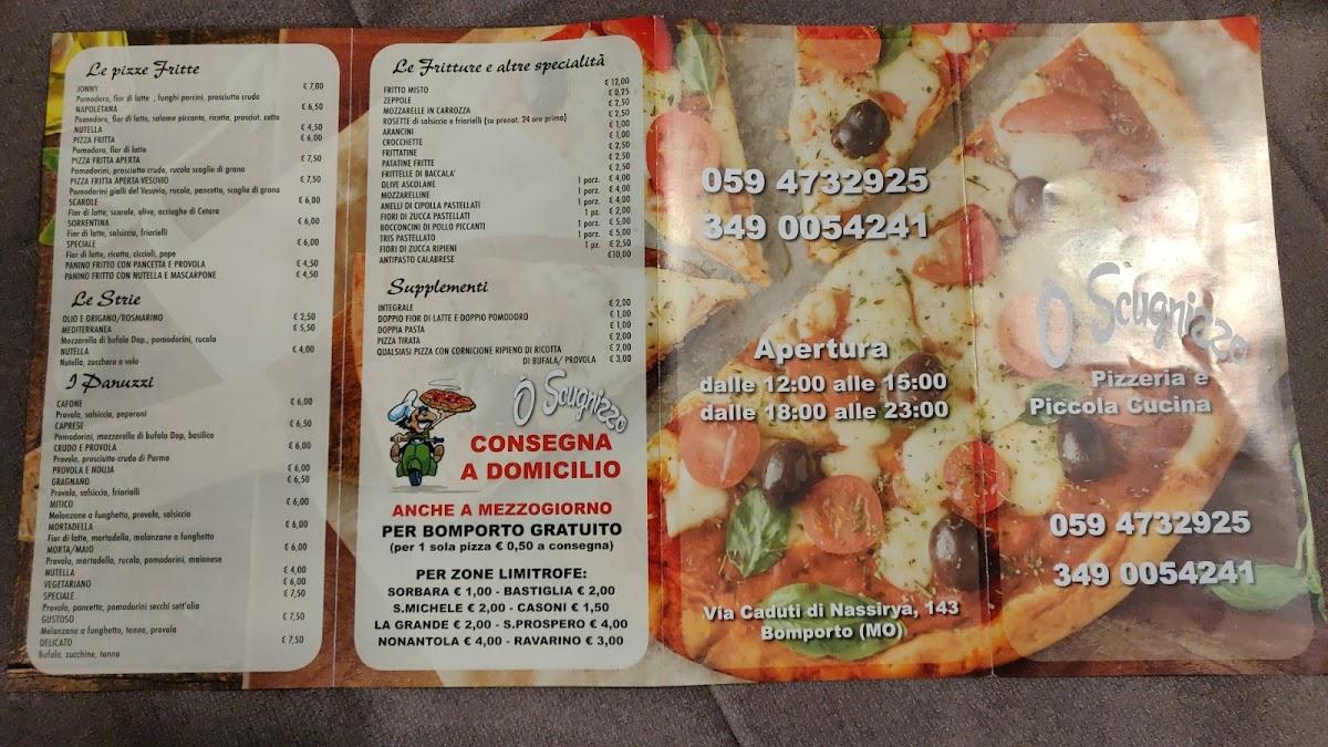 Menu at Pizzeria O'Scugnizzo e Piccola Cucina, Bomporto
