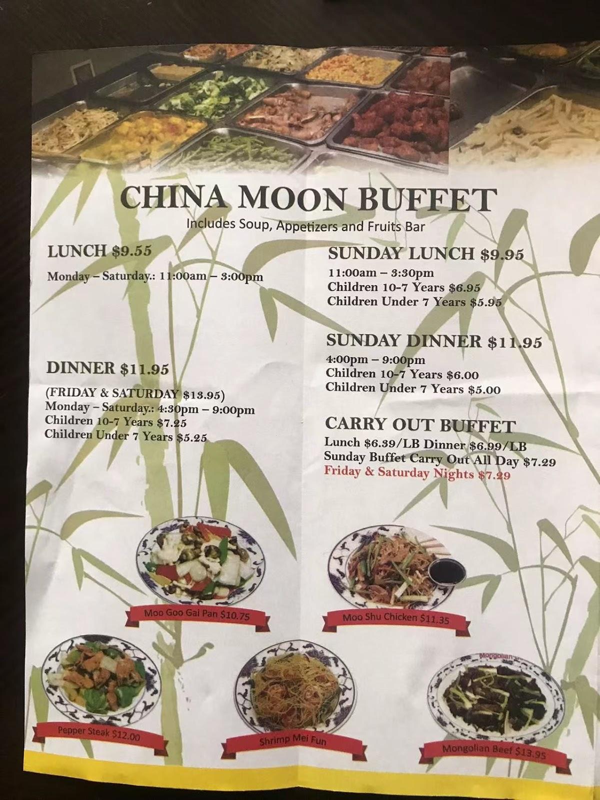 Menu at China Moon Buffet restaurant, River Falls
