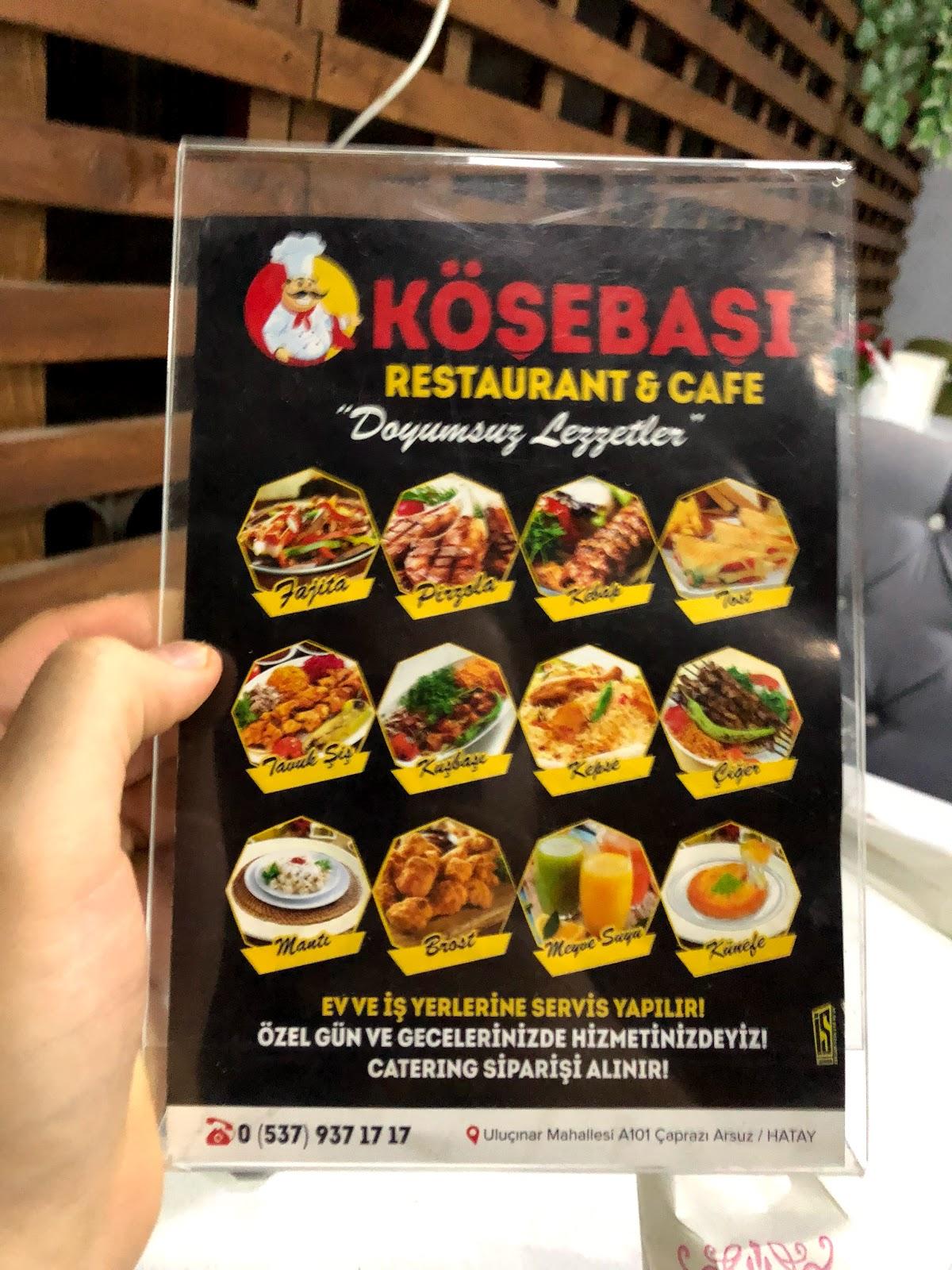 Menu at Köşebaşı Restoran, Turkey