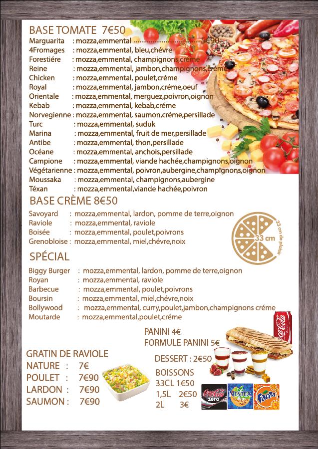 Menu at Louise Pizza pizzeria, Grenoble