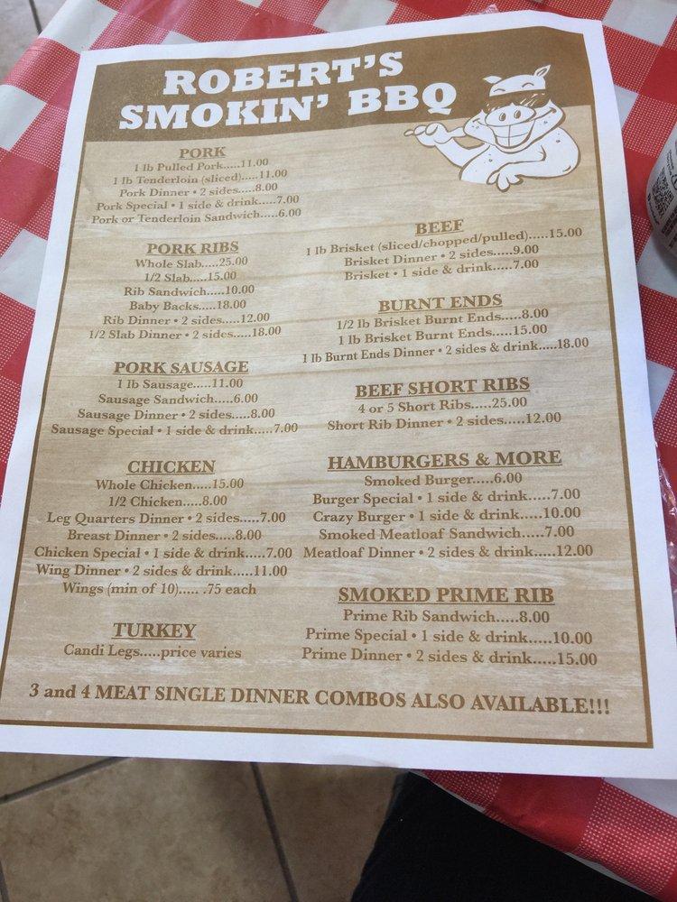 Menu at Robert's Smokin' BBQ, Port Richey