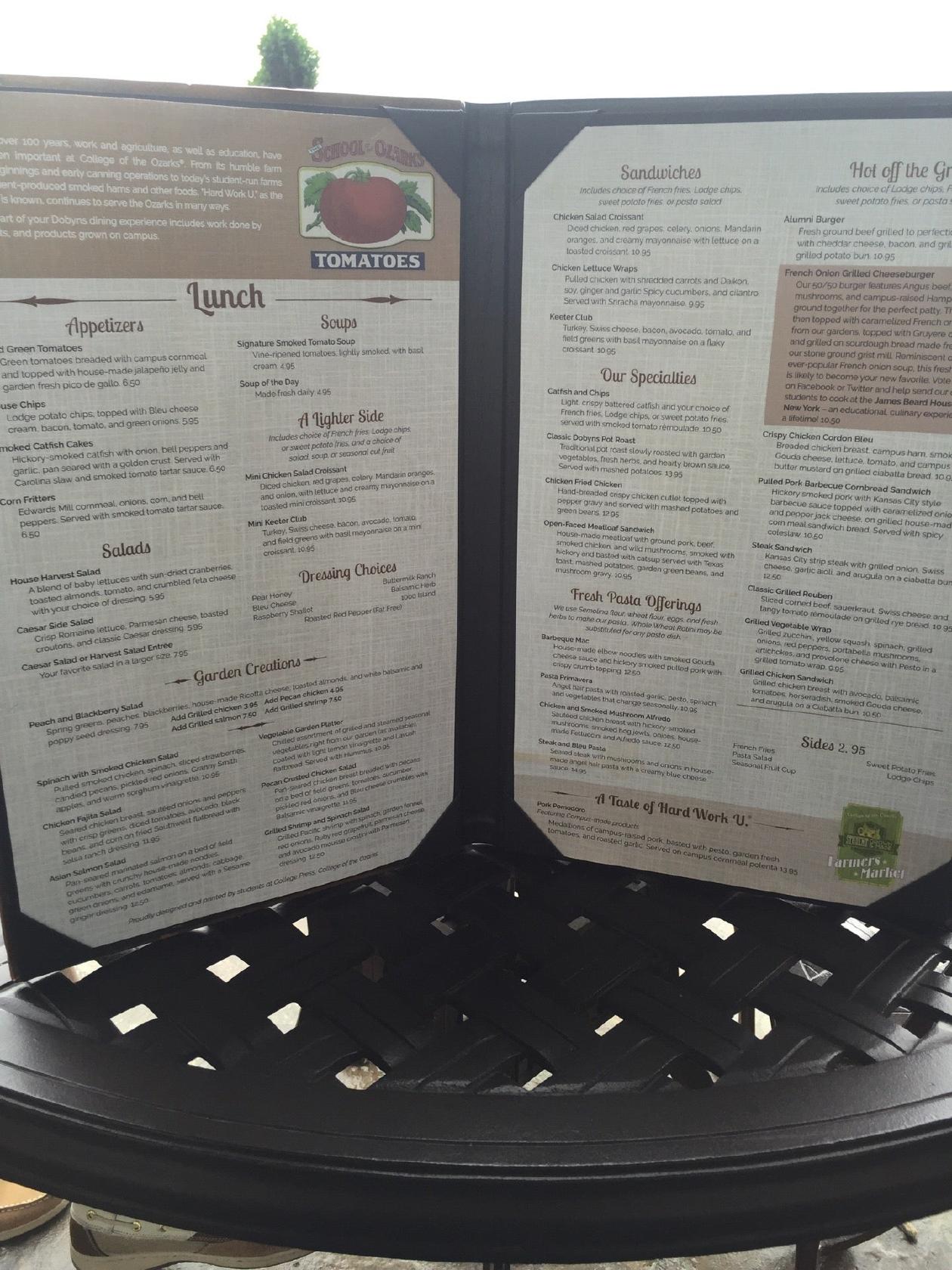 Menu at The Keeter Center-Dining restaurant, Point Lookout, 1 ...