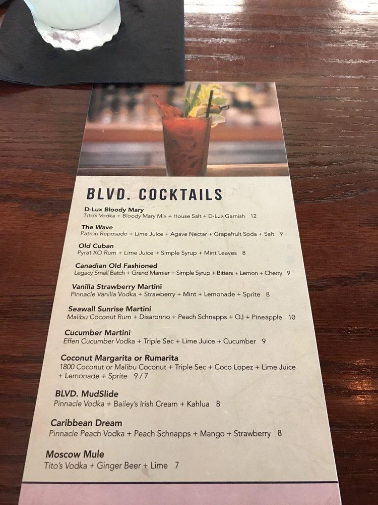 Menu at BLVD Seafood steakhouse, Galveston