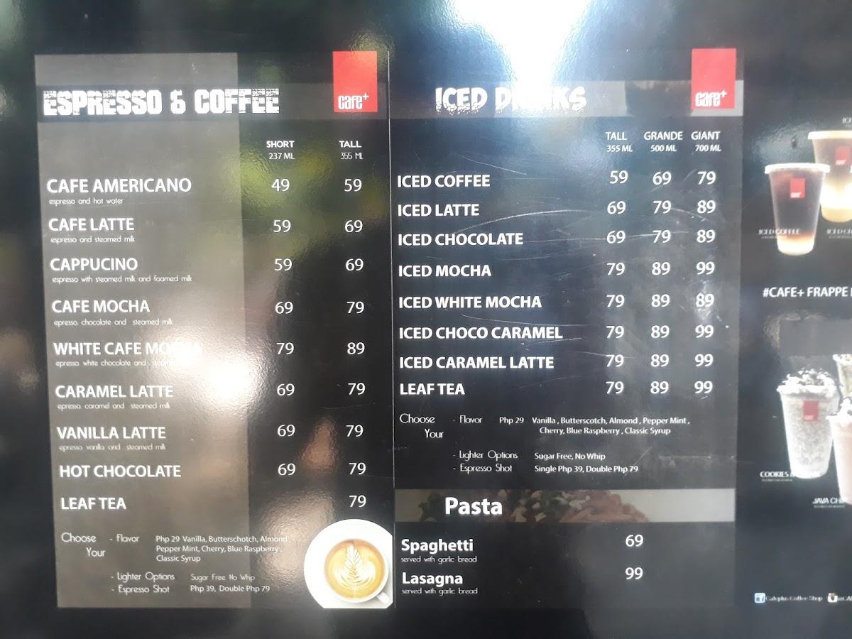 Menu at Cafe Plus, Cebu City