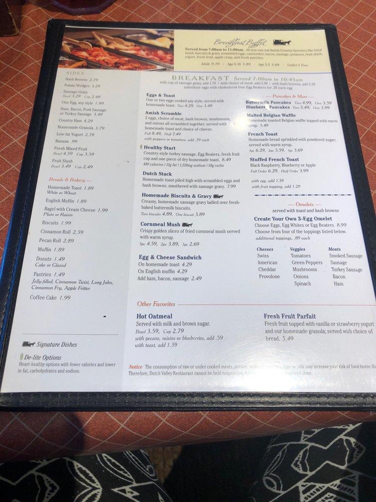 Menu at Dutch Valley Restaurant, Sugarcreek, Old Rte 39 NE