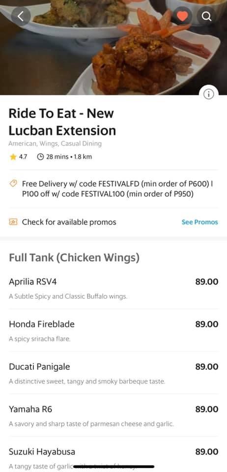 Menu at Ride To Eat restaurant, Baguio