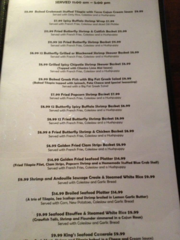 Menu at King Neptune's Seafood Restaurant, Gulf Shores