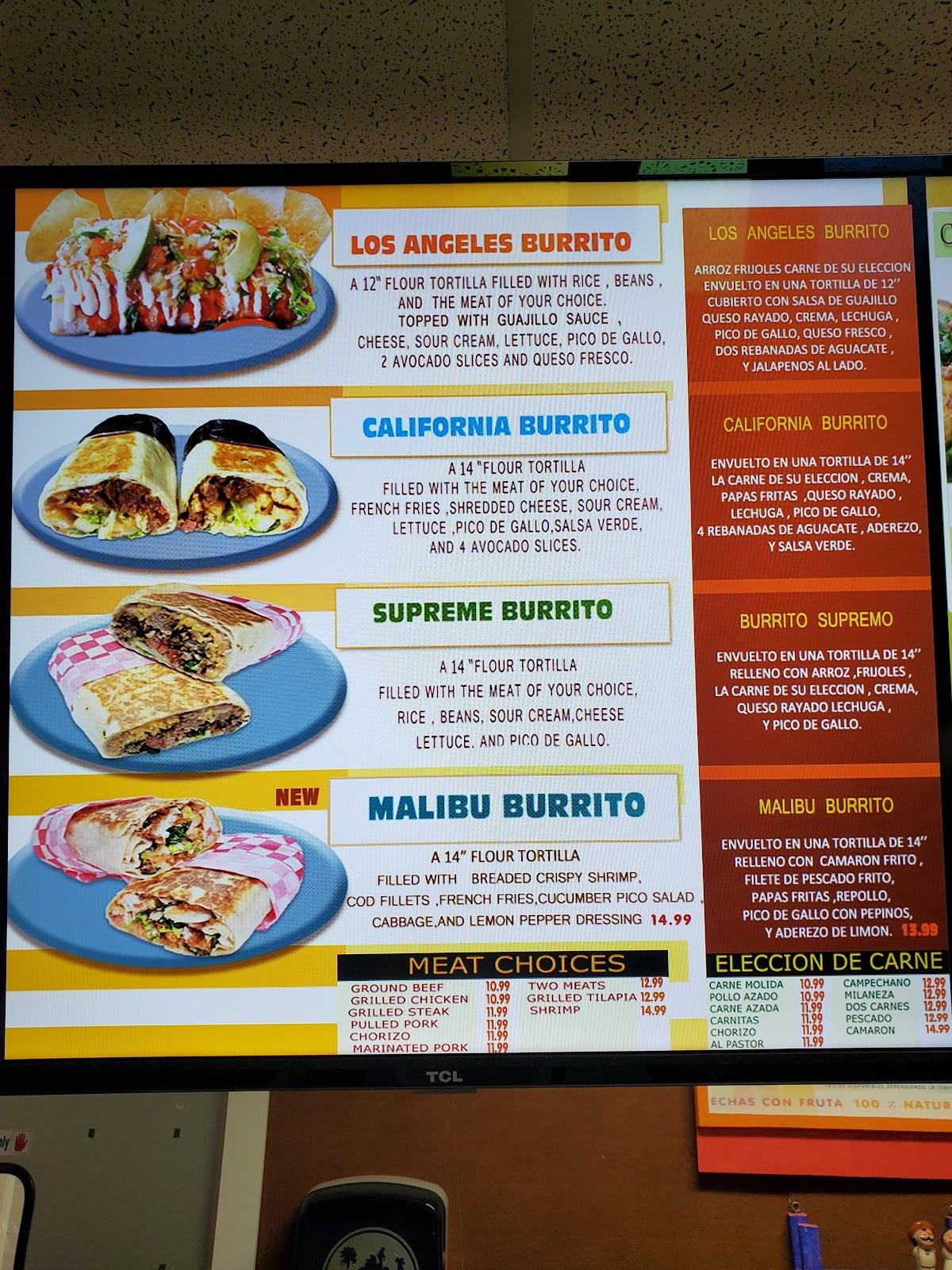 Menu at Los Angeles Burrito Alabaster restaurant, Alabaster