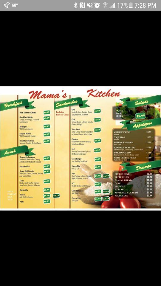 Menu at Mama's Kitchen -Dahlia Deli restaurant, Denver