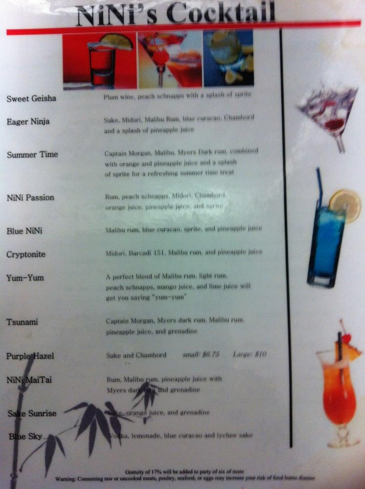 Menu at Sushi NiNi restaurant, Round Rock