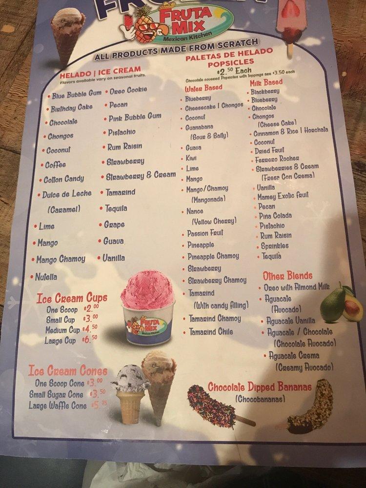 Carta del pub y bar Fruta Mix, Winter Garden