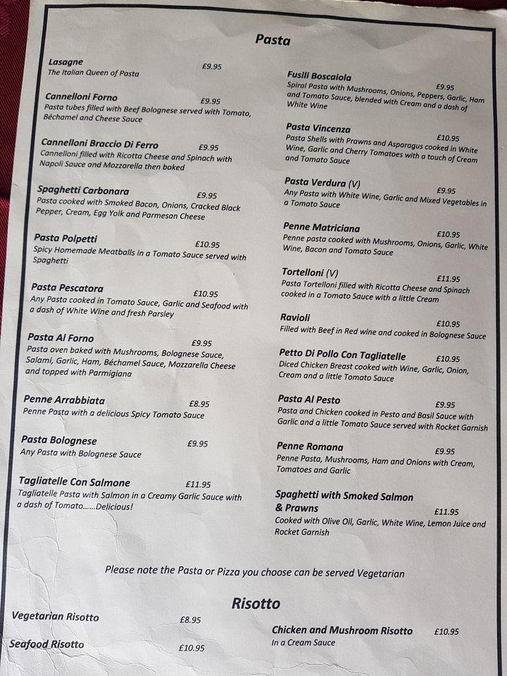 Menu at Trattoria Toscana restaurant, Doncaster, 30 Newlands Dr