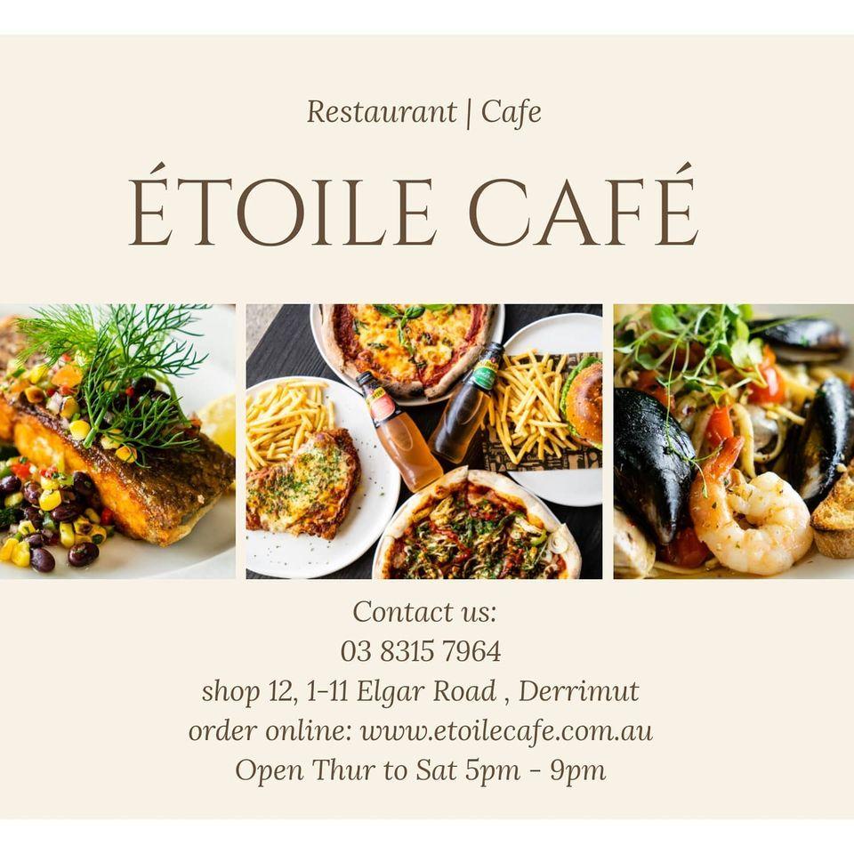 Menu at Etoile cafe, Derrimut