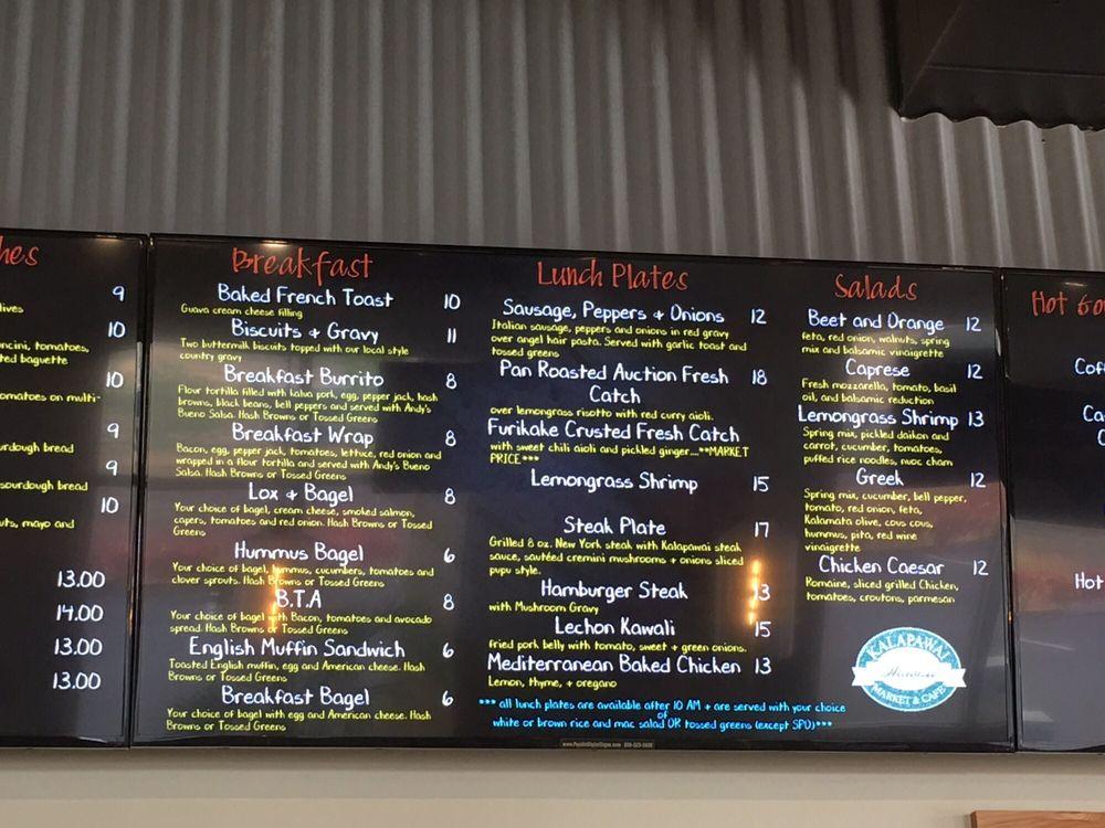 Menu at Kalapawai Cafe & Deli, Kapolei
