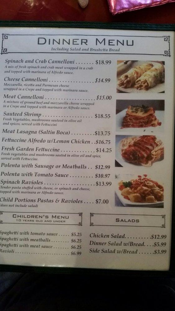 Carta del restaurante Marcello's, Bountiful