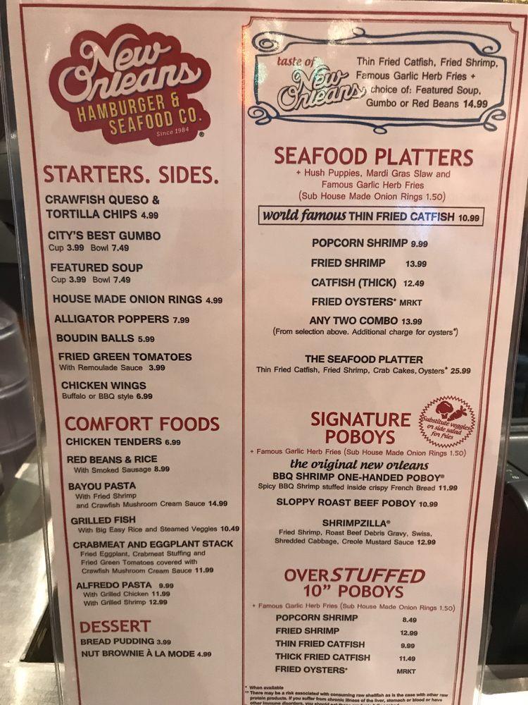 Menu at New Orleans Hamburger & Seafood Company restaurant, Metairie ...
