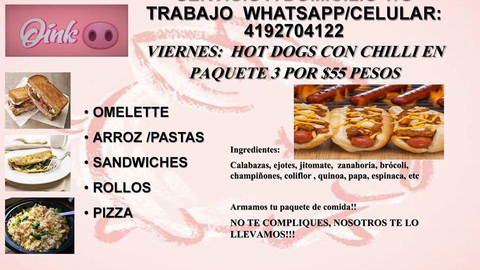Menu at OINK restaurant, San José Iturbide