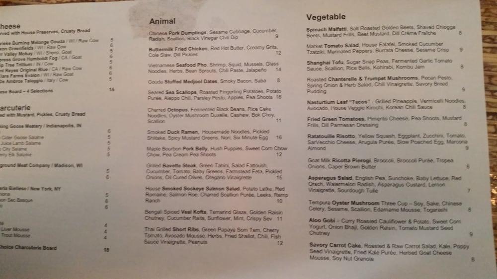 Menu at Odd Duck restaurant, Milwaukee, S Kinnickinnic Ave