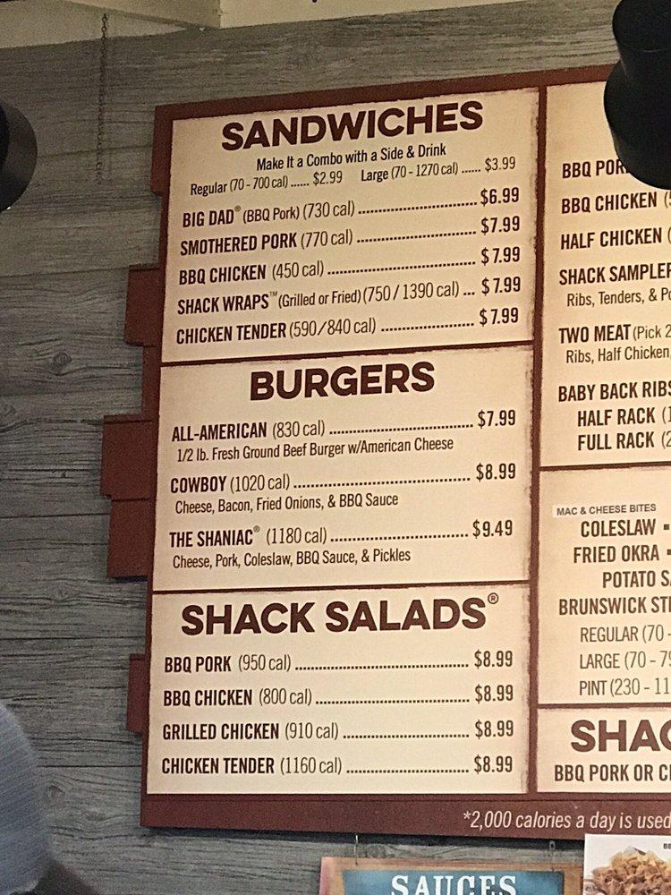 Menu at Shane's Rib Shack BBQ, Phoenix, W Happy Valley Rd #50-1280